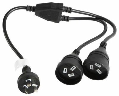 Y Power SPLITTER EXTENSION POWER Lead Cable - GPO Male 10A Plug 2 x GPO ...