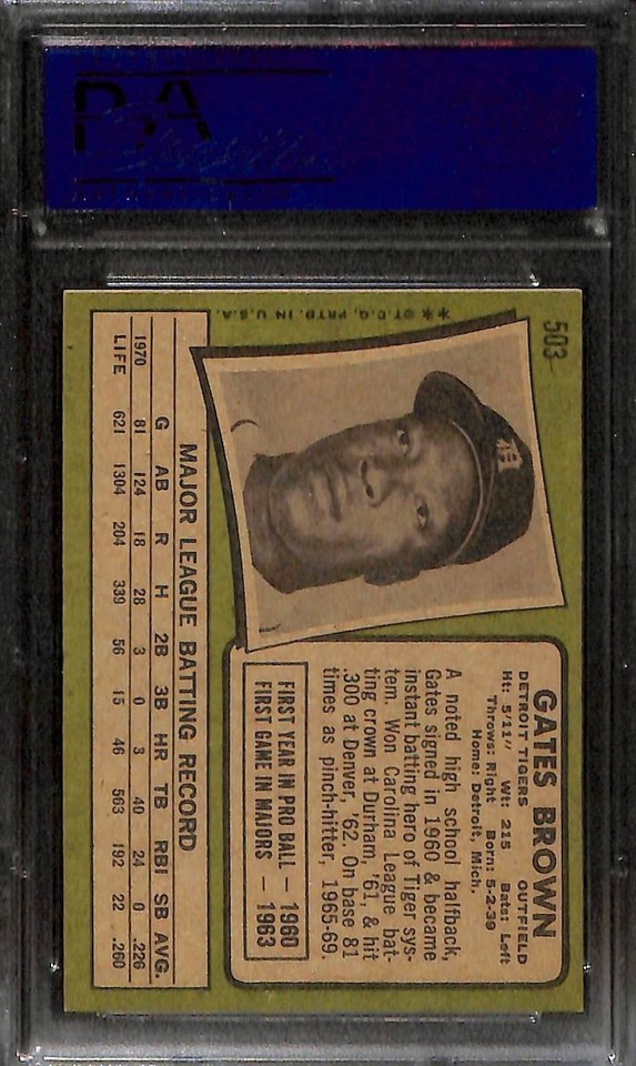 1971 TOPPS #503 GATES BROWN PSA 8 NM-MT 04607594 | eBay