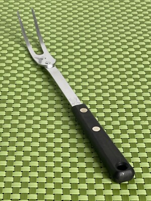 Ekco Forge Stainless 2 Tine Meat Carving Serving Fork Black Handle USA ...