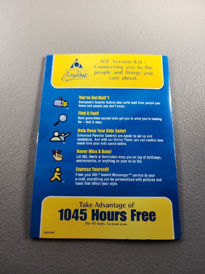 Vintage AOL 8.0 1045 Hours Disc CD Disk America Online Collectible ...