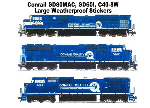 Conrail SD80MAC, SD60I, C40-8W Large Weatherproof Stickers Andy ...