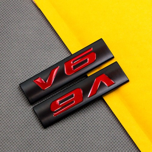 2x Black & Red V6 Engine Metal Emblem Rear Trunk Fender 4wd Sport Badge ...
