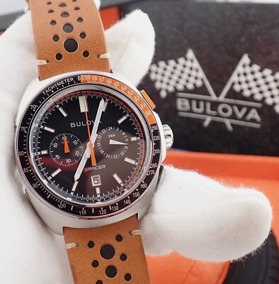 BULOVA Brown Racer 98B427 (FREE Bulova BLUE HAT BASEBALL) NEW MEN'S ...