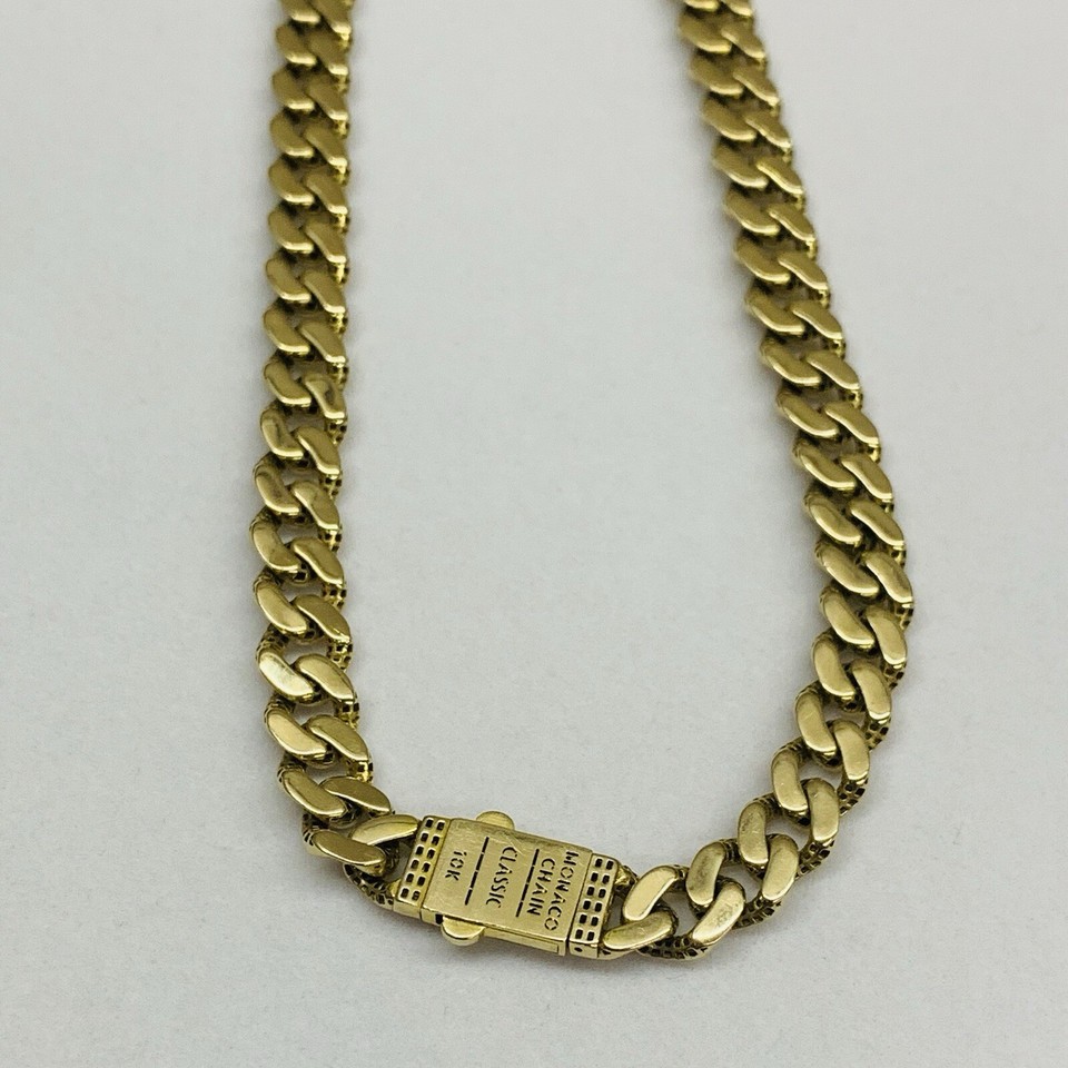Monaco 10k Yellow Gold Cuban Link Diamond Cut Classic Curb Chain ...
