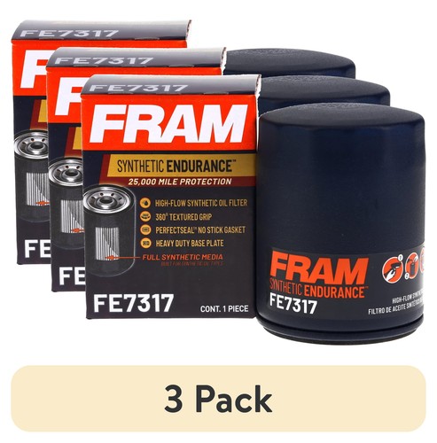 3 Pack FRAM Synthetic Endurance Premium Oil Filter, FE7317, 25K Miles ...