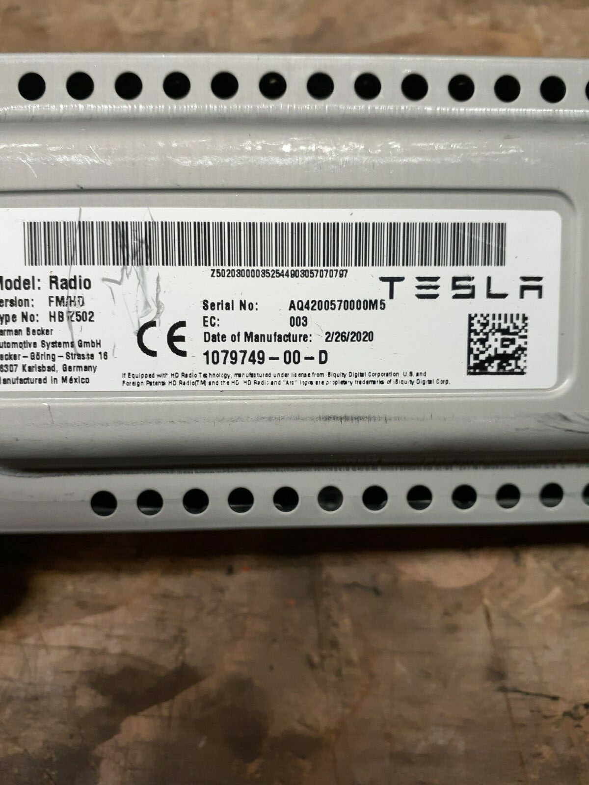 2017-2020 TESLA MODEL 3 RADIO FM/HD CONTROL MODULE UNIT HARMAN 1079749 ...