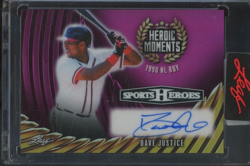 2026 Leaf Sports Heroes Heroic Moments Pink Dave Justice 2/4 Auto ...