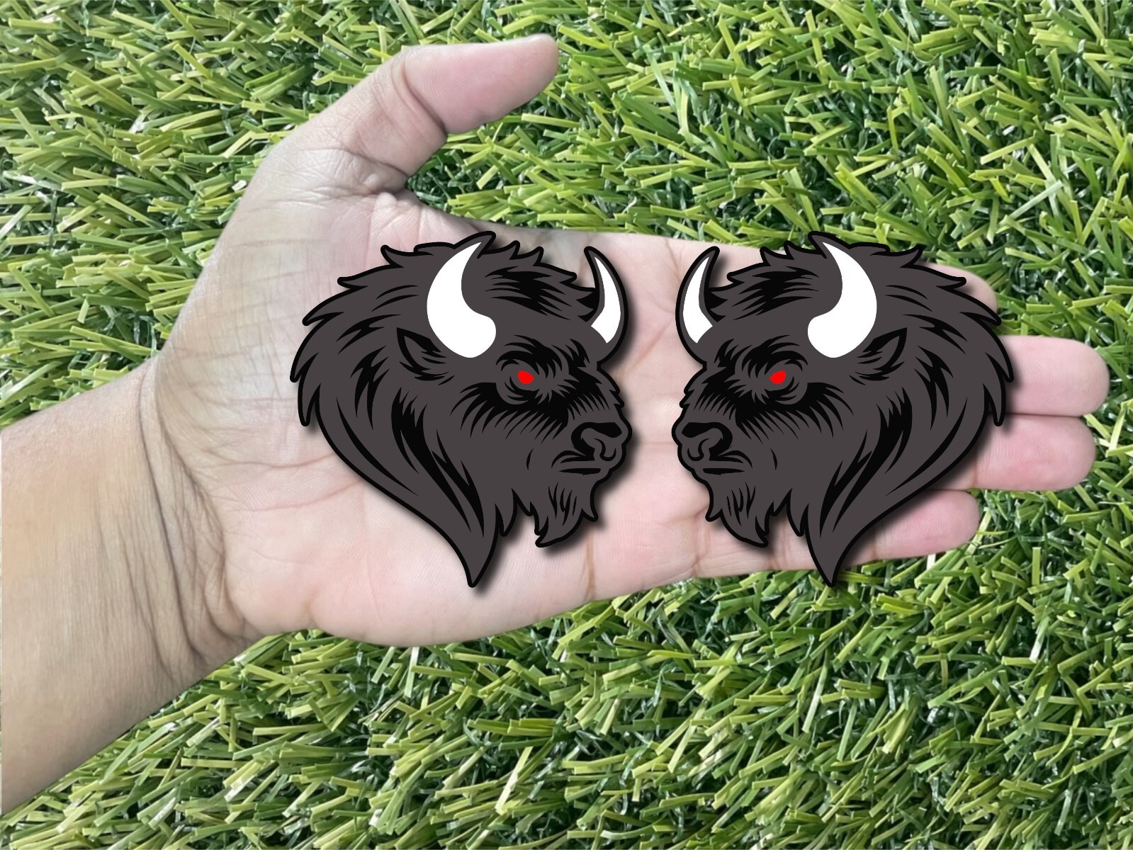 Bison Buffalo Emblem Badges Red Eye White Horns Matte/Black Racing ...