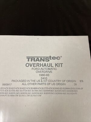 Transtec Overhaul kit Ford automatic overdrive 1980-93 2410 | eBay