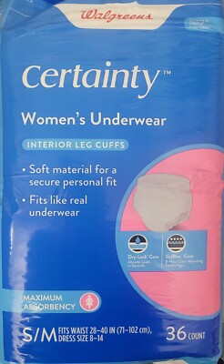 Certainty women's underwear interior Lake cuffs 36 count. S/M | eBay