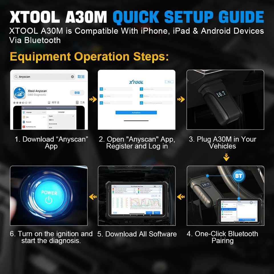 2025 XTOOL A30M V2.0 BT OBD2 Bidirectional Full System Scan Tool 26+ Services | eBay