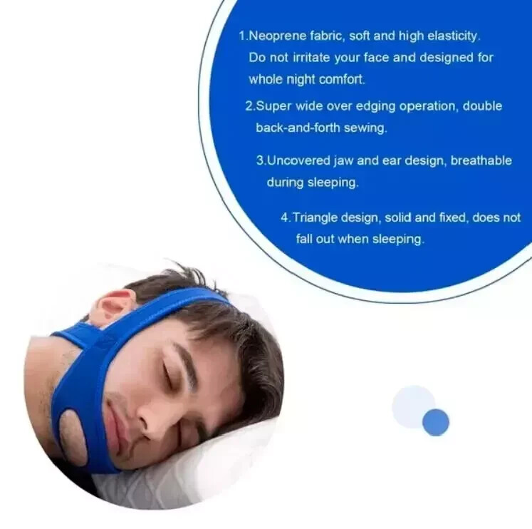 Snore Stop Anti Snoring Chin Strap Sleep Apnea Belt Snoreless Sleep Jaw ...