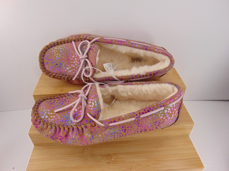 UGG AUSTRALIA (NEW) WOMENS ANSLEY METALLIC MULTICOLOR SLIPPERS MOCCASIN ...