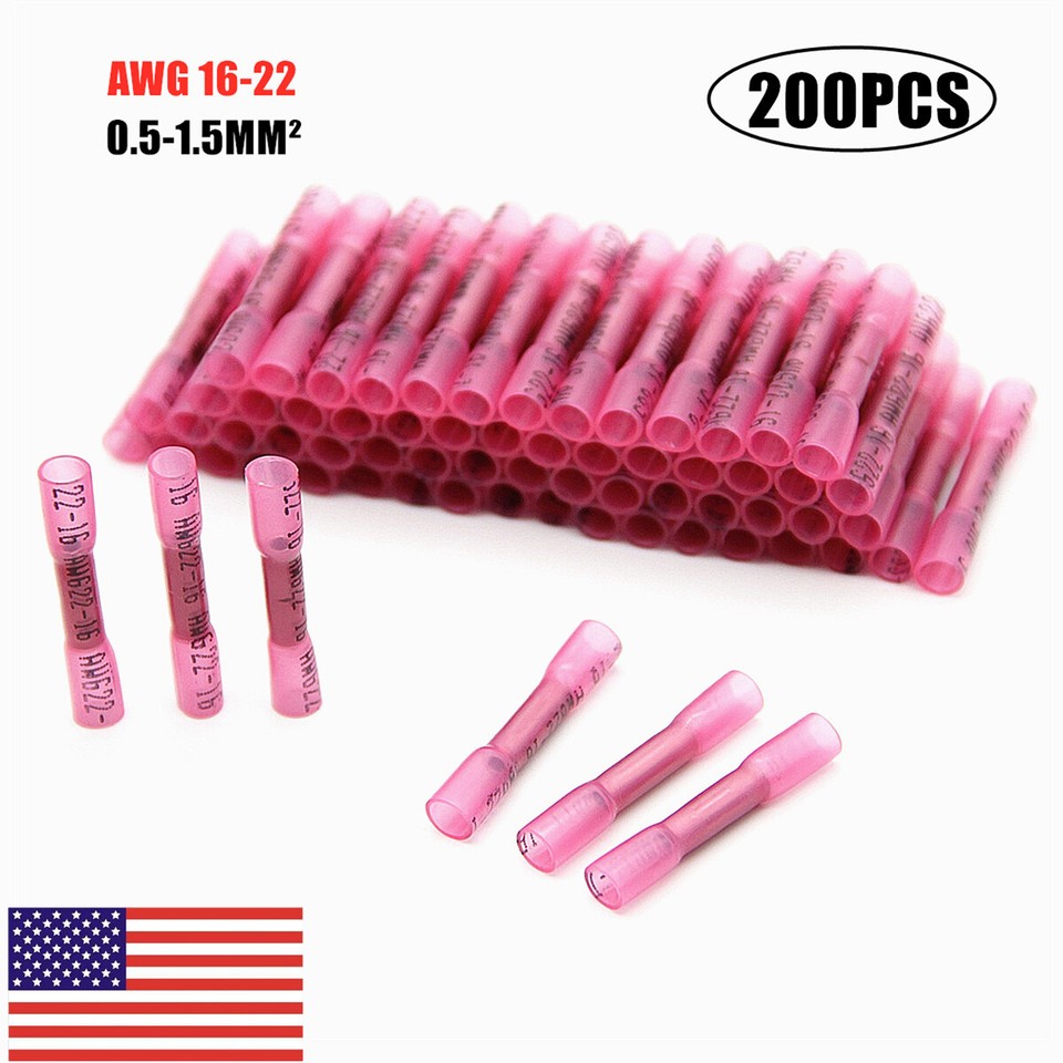 400-100PCS Waterproof Heat Shrink butt Splice Crimp Wire Connectors ...