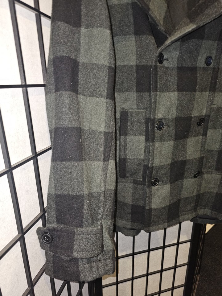 MOSSIMO Wool Blend Green/black Plaid VTG Style Coat Fully Lined Winter ...