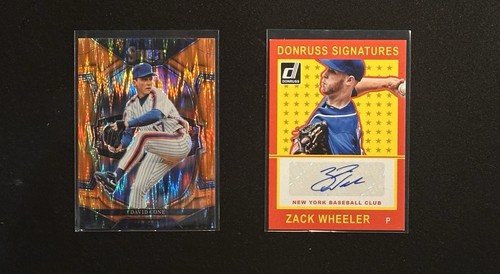 NEW YORK METS 2 Card Lot - Zack Wheeler AUTOGRAPH - David Cone Orange ...