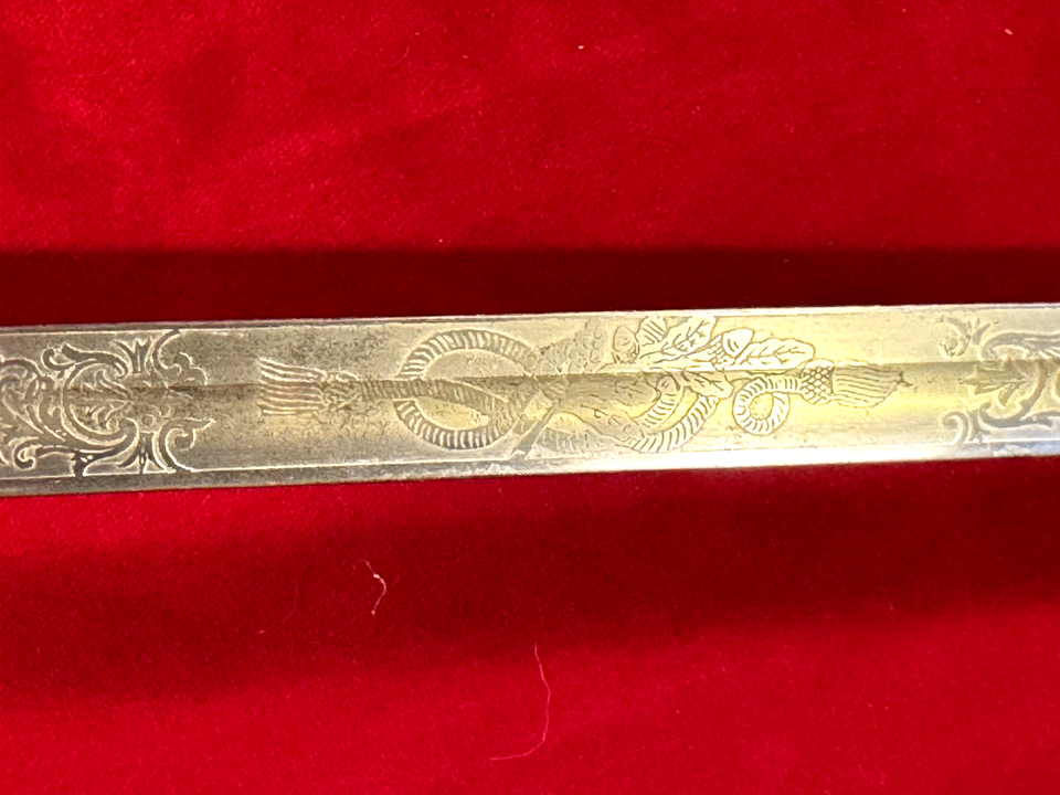 ORIG CIVIL WAR ERA M 1852 NAVAL OFFICER'S SWORD ENGRAVED BLADE ...
