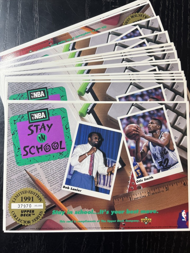 1991 Upper Deck NBA Stay In School Poster Bob Lanier Otis Smith Limited ...