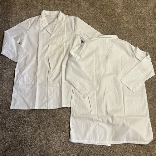 2 Fashion Seal White Medical Lab Coat Long Sleeve Mens 46 XL Meat Deli ...
