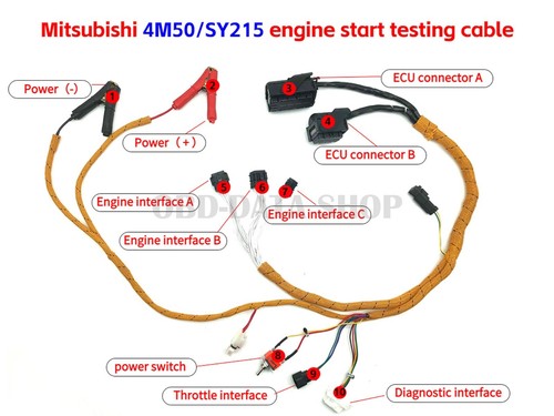 Diagnosis Wiring Harness for Mitsubishi 4M50 SY215 Engine Start Testing ...