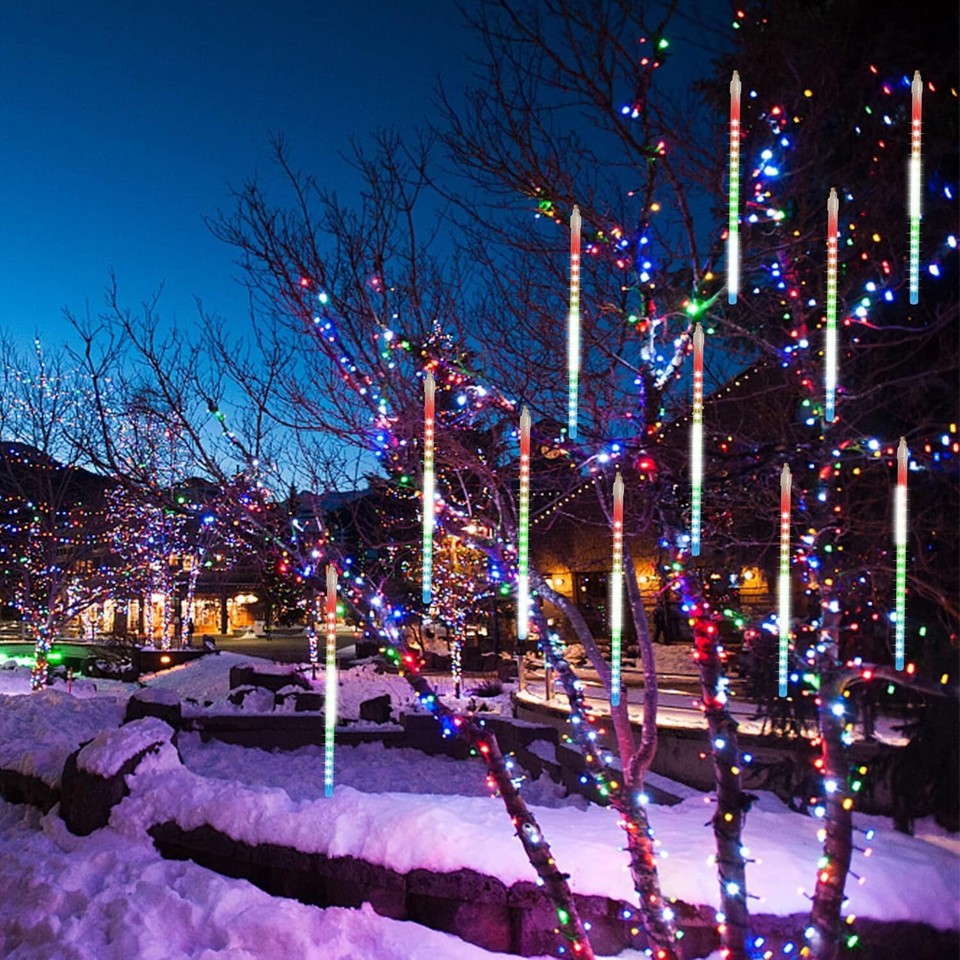 192 LED Star Shower Lights Fairy String Light Falling Rain Tree Garden ...