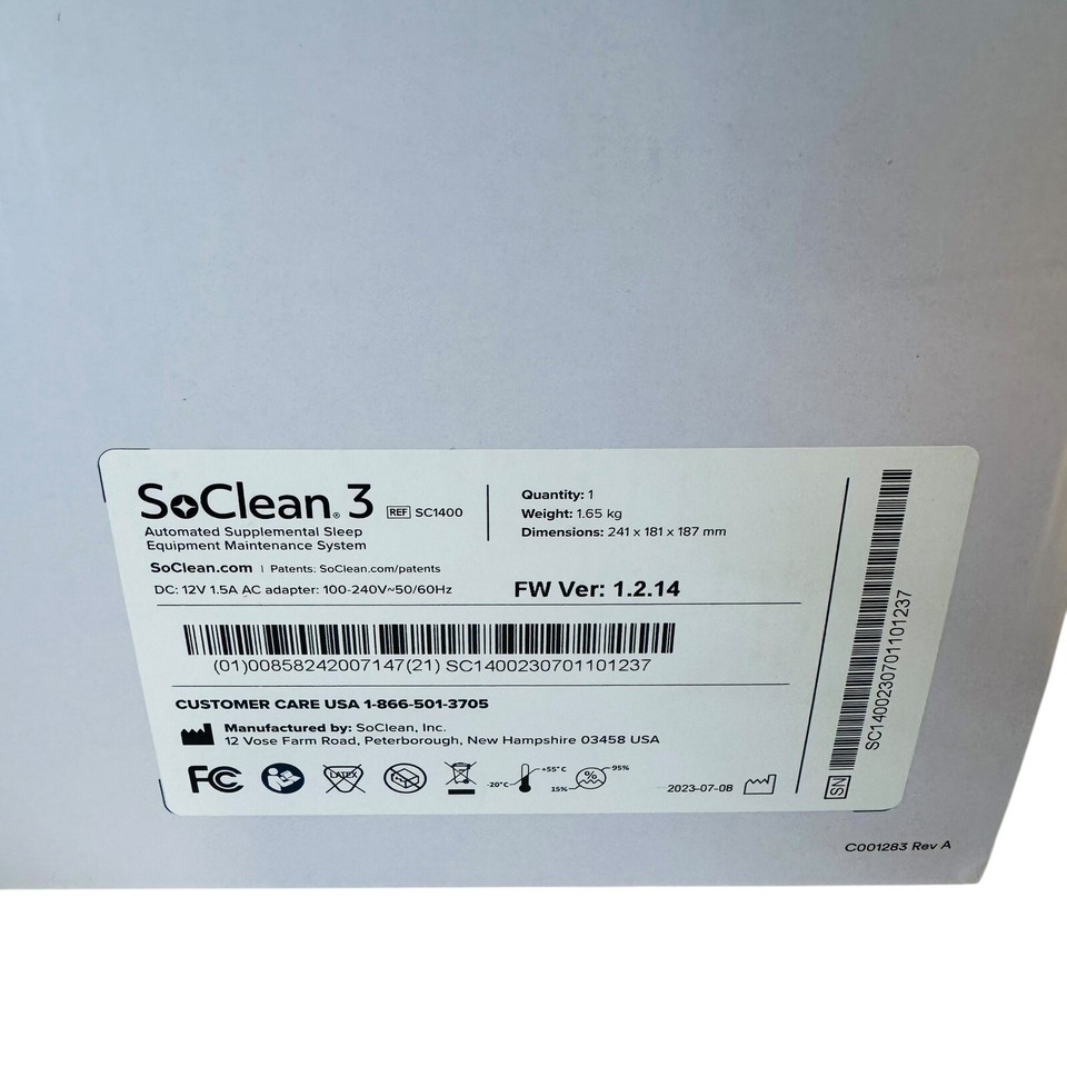 SoClean 3 Sanitizing Sleep Machine CPAP/BiPAP Model SC1400 NEW Open Box ...