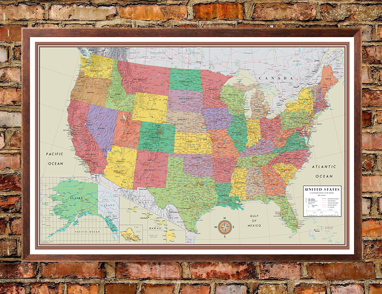 Swiftmaps United States, USA, US Contemporary Elite Wall Map Large ...
