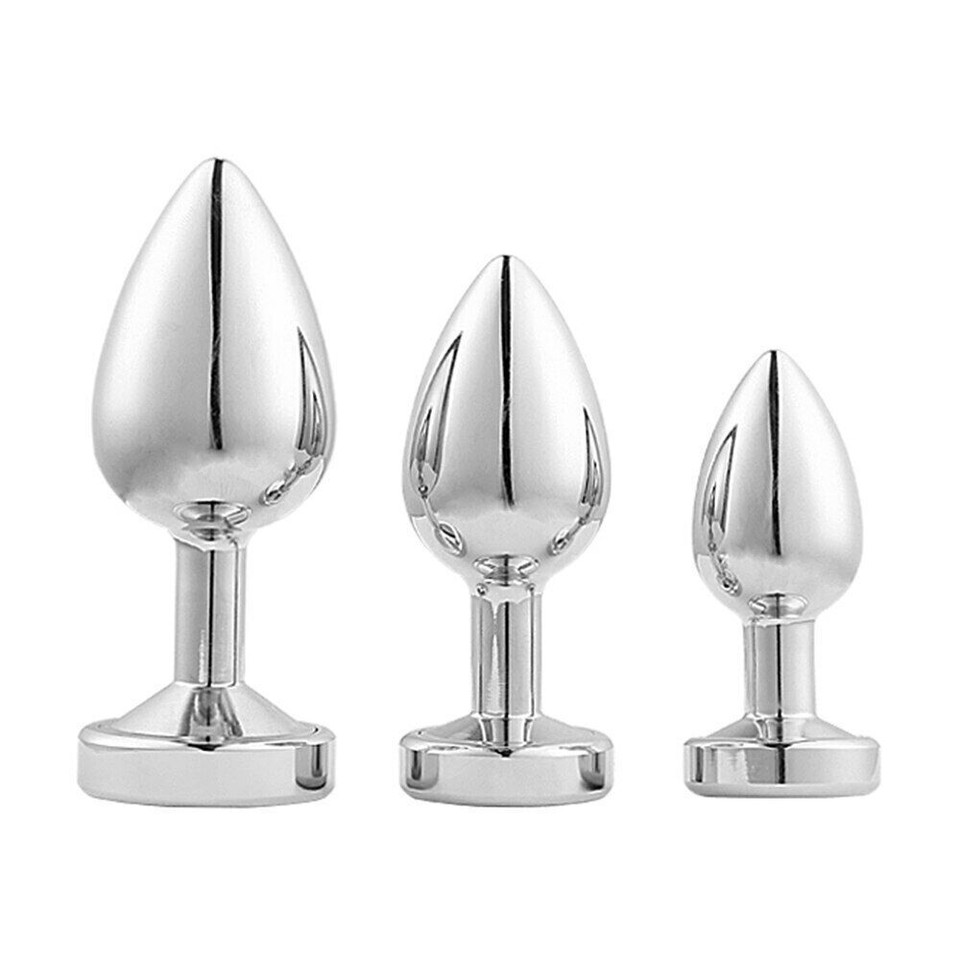 Silver Metal LED Light Up Butt Plug 3 Sparkling Patterns S/M/L Anal Sex ...