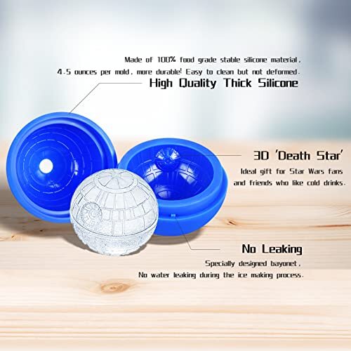 Death Star Ice Cube Mold 2 Packs Large Ice Ball Maker Silicone Ice ...