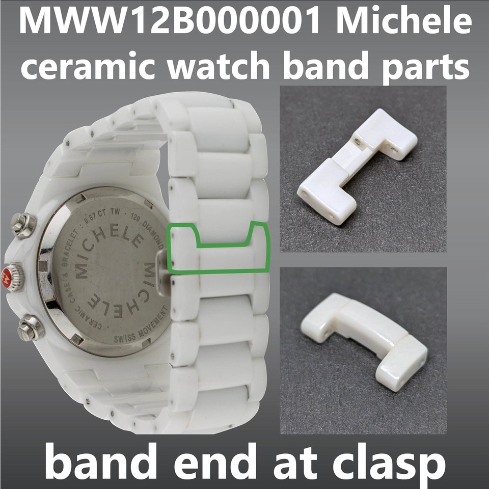 Michele MWW12B000001 Large white 40mm size Ceramic watch band parts ...