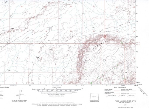 Fort LaClede NE Quadrangle Wyoming 1970 USGS Topo Map 7.5 Minute ...