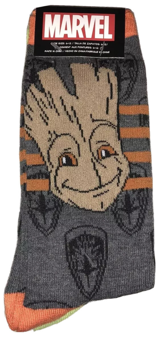Guardians of the Galaxy Groot Rocket Raccoon Crew Socks 2Pair Men 6-12 ...