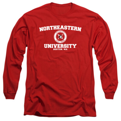 Northeastern University Adult Long Sleeve T-Shirt Circle Logo, Red, S ...