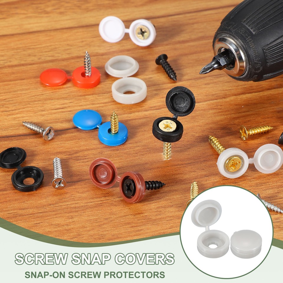 Screw Snap Covers Plastic Hinged Screw Cover Caps 4 mm & 200 Pack ...