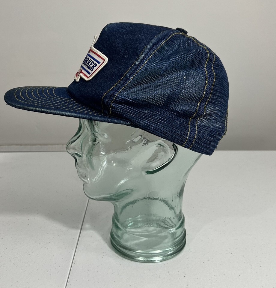Vintage Denim Wood Worker Pyramid Trucker Hat Patch Cap Rare SnapBack ...