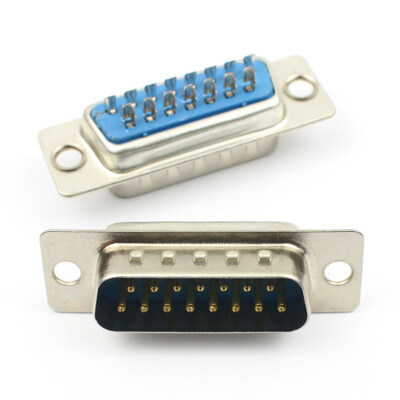 100Pcs D-SUB Male Standard Solder Type 15 Pin Plug Adapter Connector 2 ...