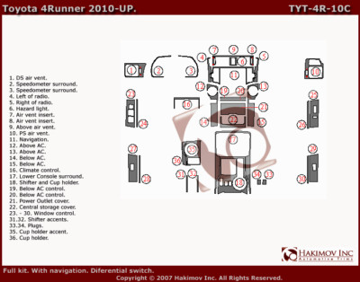TOYOTA 4RUNNER FIT 2010-2013 WITH NAVIGATION INTERIOR SET WOOD DASH ...