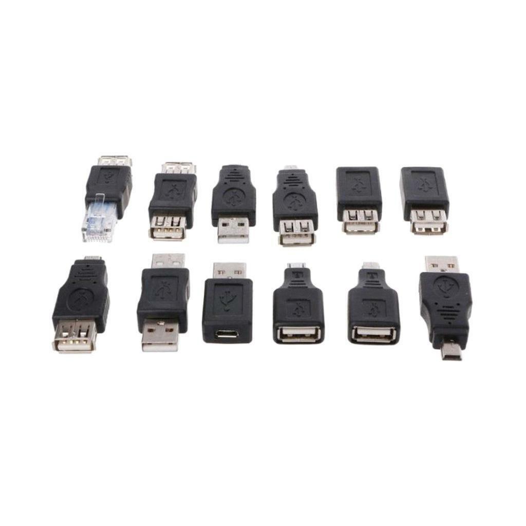 12pcs/Set OTG F/M Mini Adapters, USB Male to Female Micro USB Mini USB ...