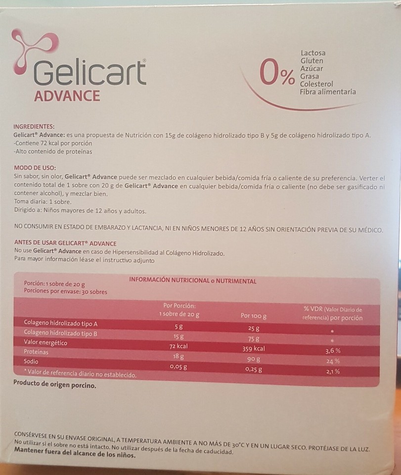 Gelicart ADVANCE Hydrolized Collagen 30-20gr Sachets NUTRITIONAL ...