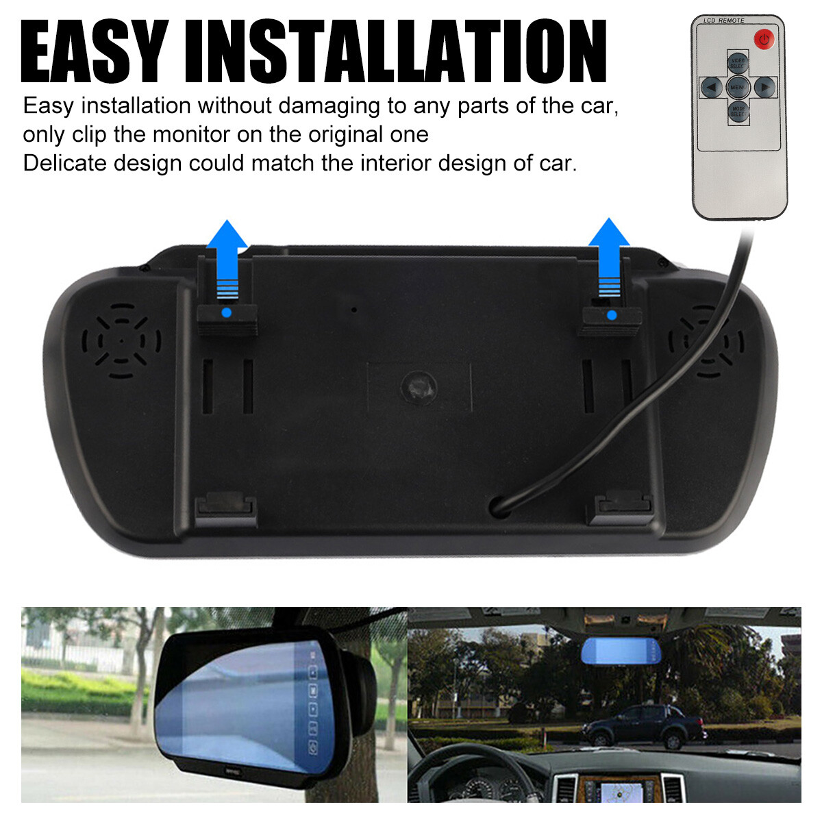 Wireless Mirror 7" Monitor Kit Rear View Reversing Camera Parking ...