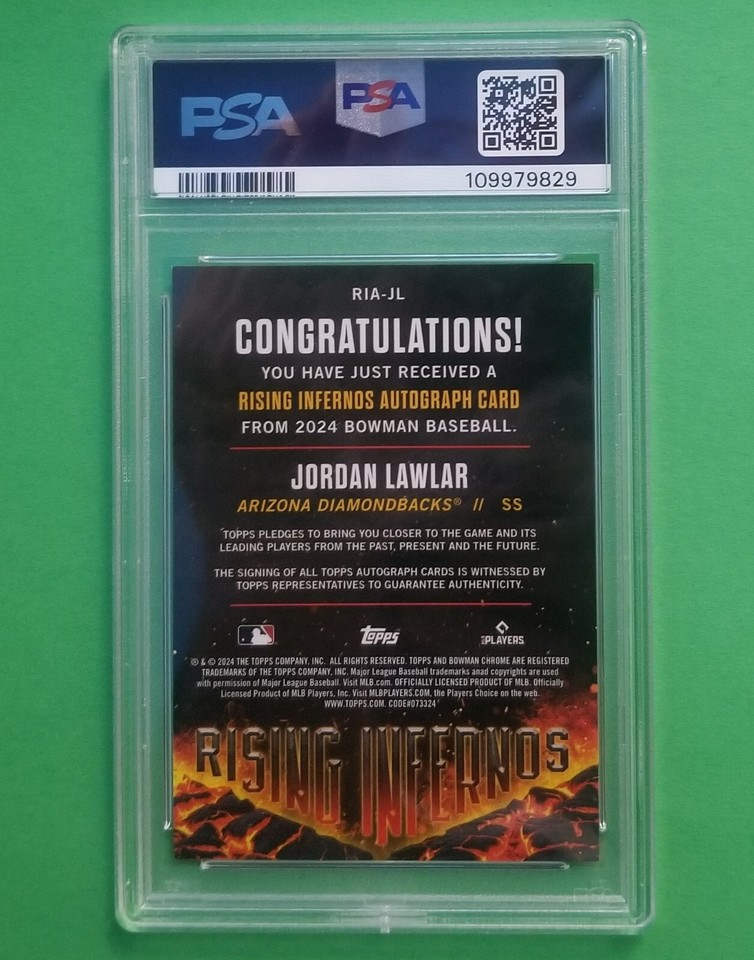 JORDAN LAWLAR 2024 Bowman Chrome RISING INFERNO Orange Refractor Auto /25 -PSA 9 | eBay