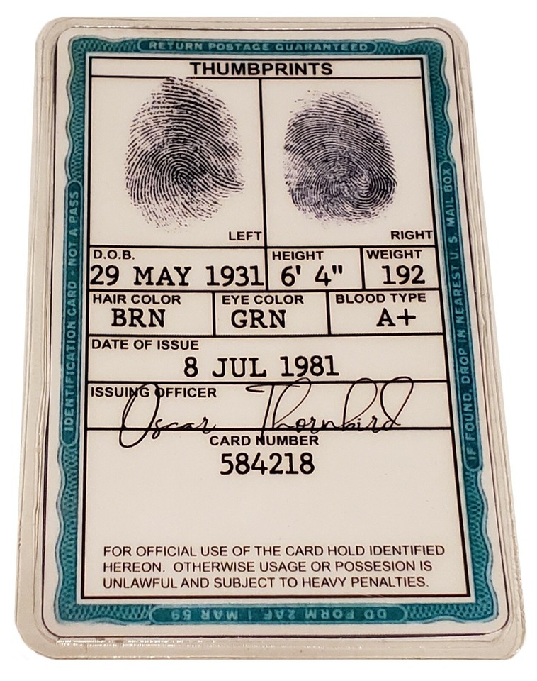 Gunny Highway Clint Eastwood USMC Marine US Military Army ID Card Prop ...