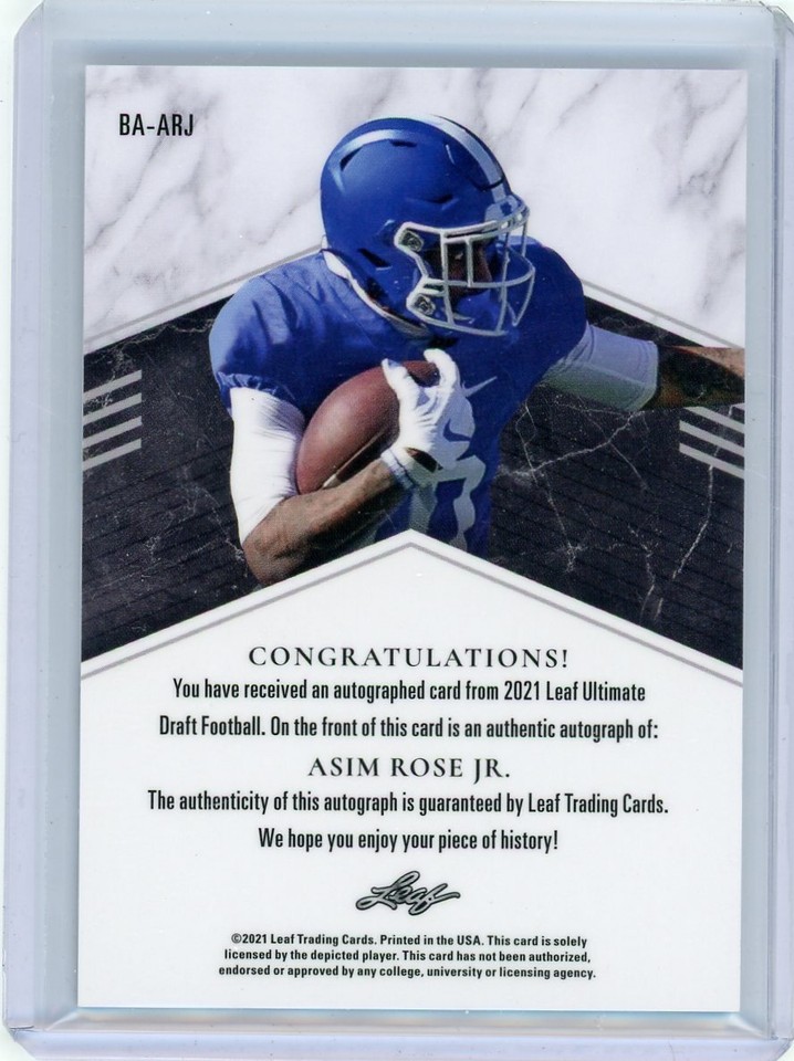 asim rose jr 2021 leaf ultimate draft rookie auto 16/30 | eBay