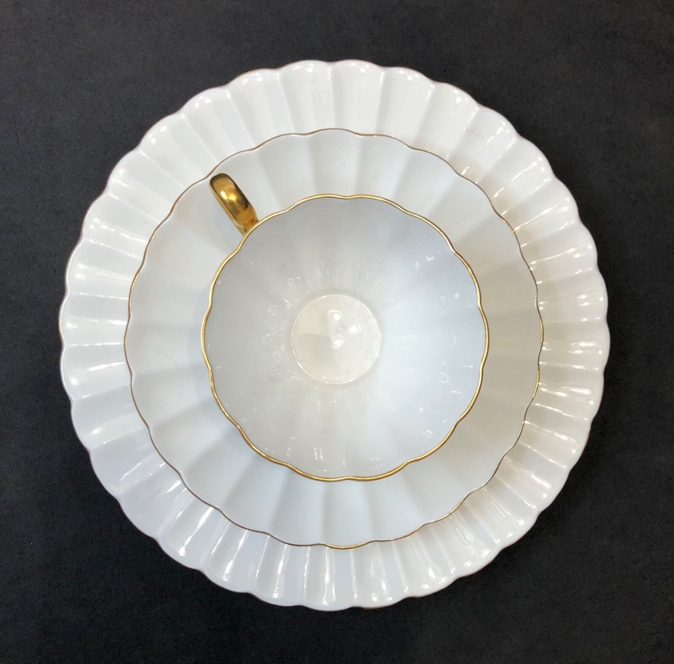 Shelley White with Gold Trim Ludlow Shape 8" Plate, Cup & Saucer ...
