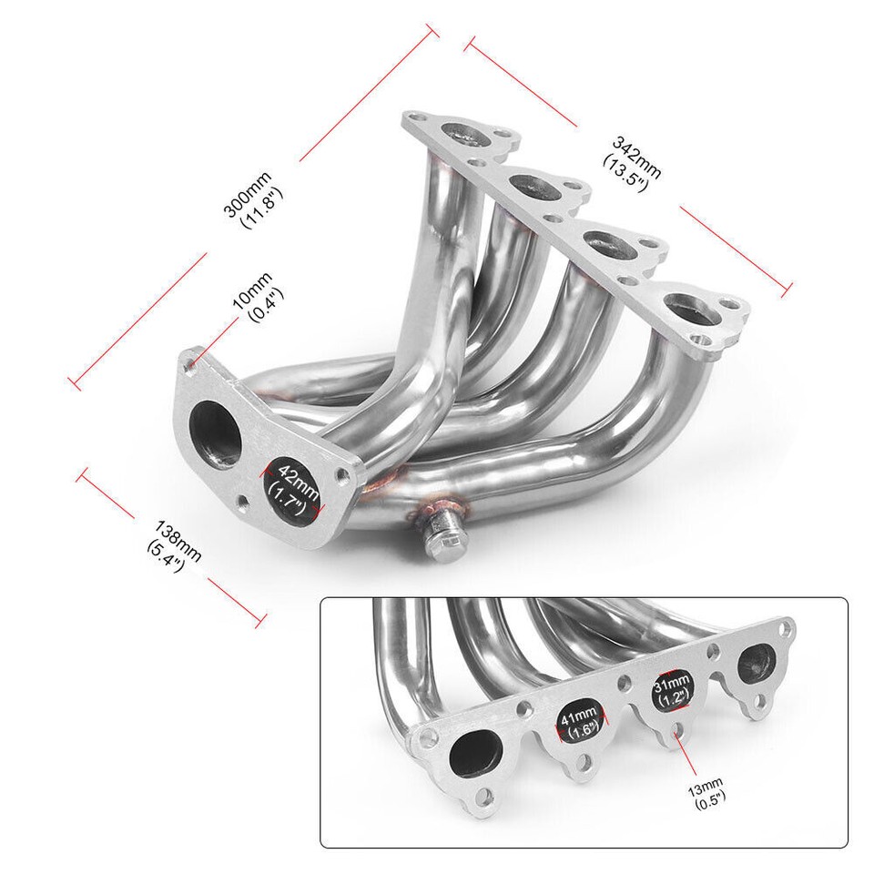 For 1988-2000 Honda Civic D15 D16 D-Series Stainless 4-2-1 Header 2 ...