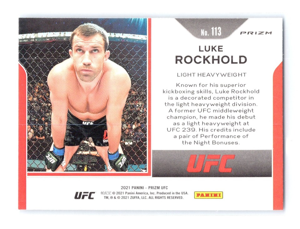 Luke Rockhold - 2021 Panini Prizm UFC #113 Silver Prizm Card | eBay