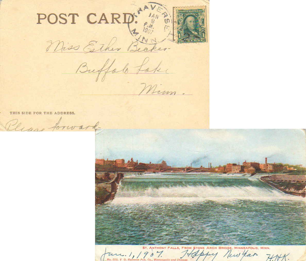 Minnesota Traverse 1907 doane 2/2 1895-1915 PPC (St. Anthony Falls ...