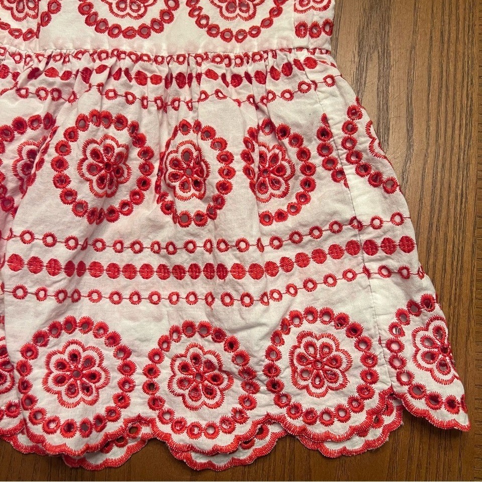 Boden Broderie Embroidered Scalloped Lined Hem Midi Skirt Red White ...