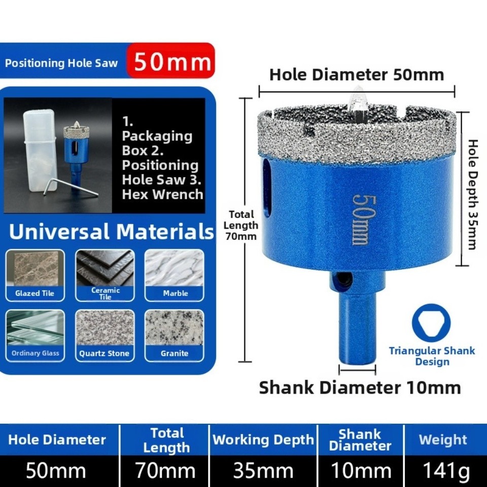 Diamond Coated Holesaw Set for Granite Tile with Hex Socket and Pilot ...