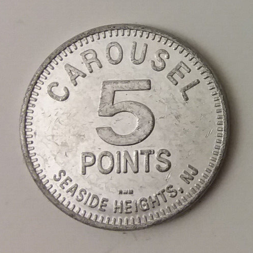 Carousel Arcade Seaside Heights, NJ Aluminium 5 Points Prize Token 28mm ...